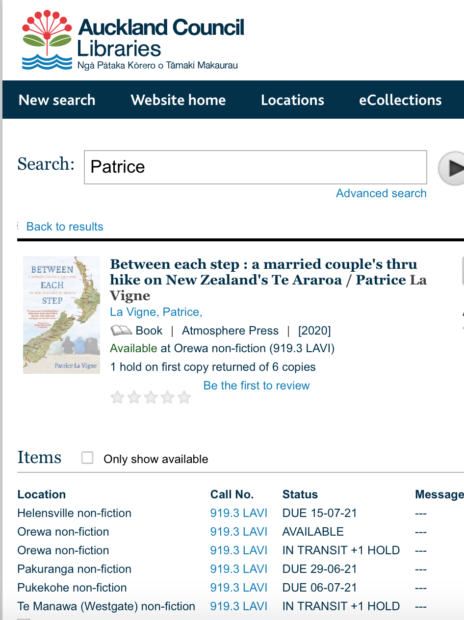 Te Araroa Book Progress: Volume 14 - Libraries are an author’s friend ...